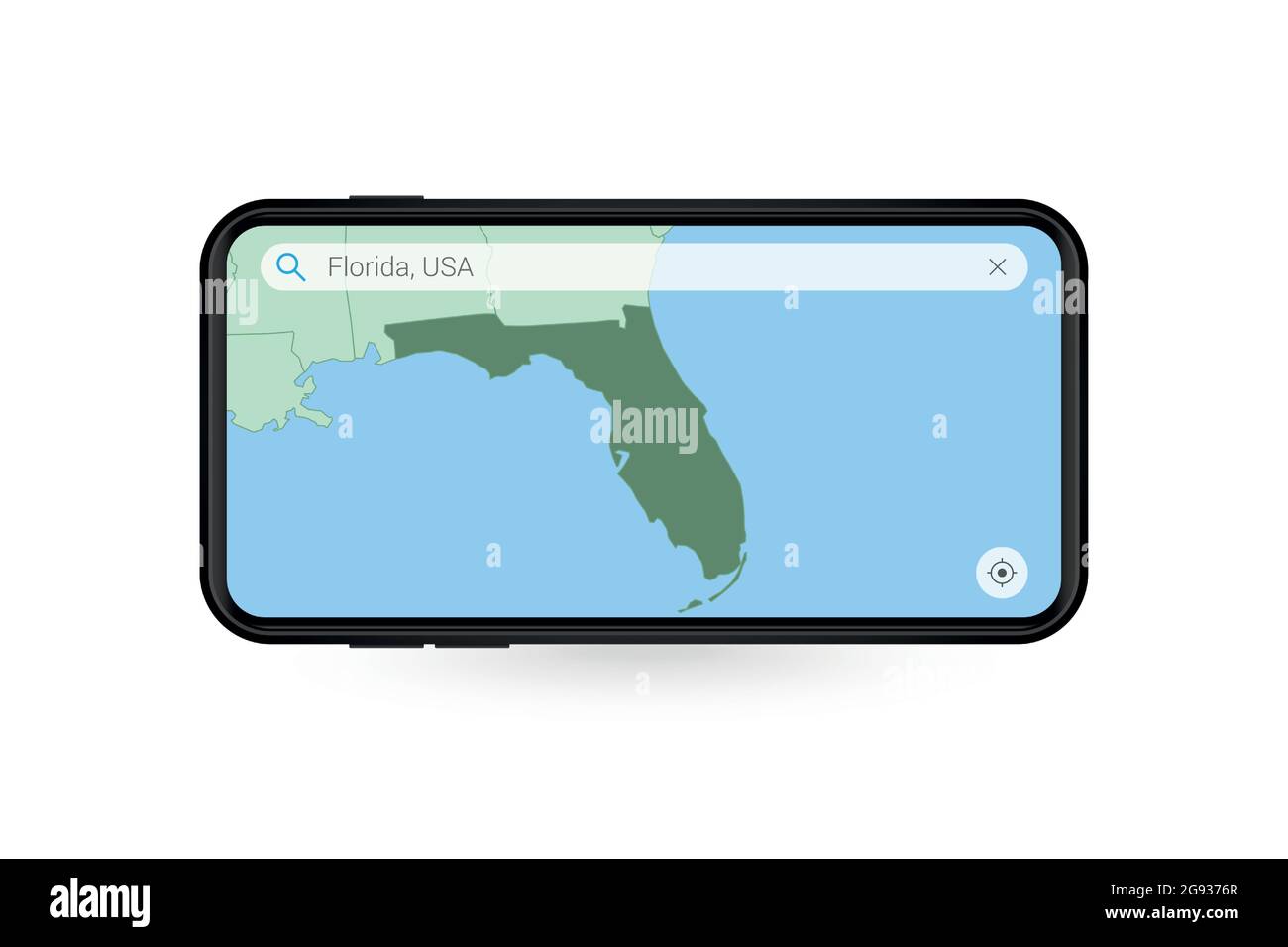 Searching map of Florida in Smartphone map application. Map of Florida ...