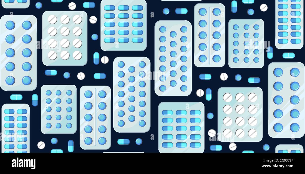 Medicines seamless pattern. Illustration with pills. Concurrency ...