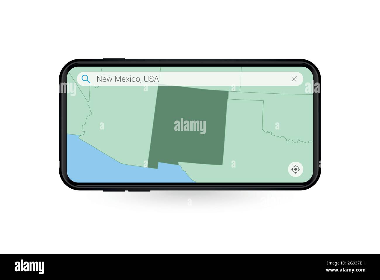 Searching map of New Mexico in Smartphone map application. Map of New ...