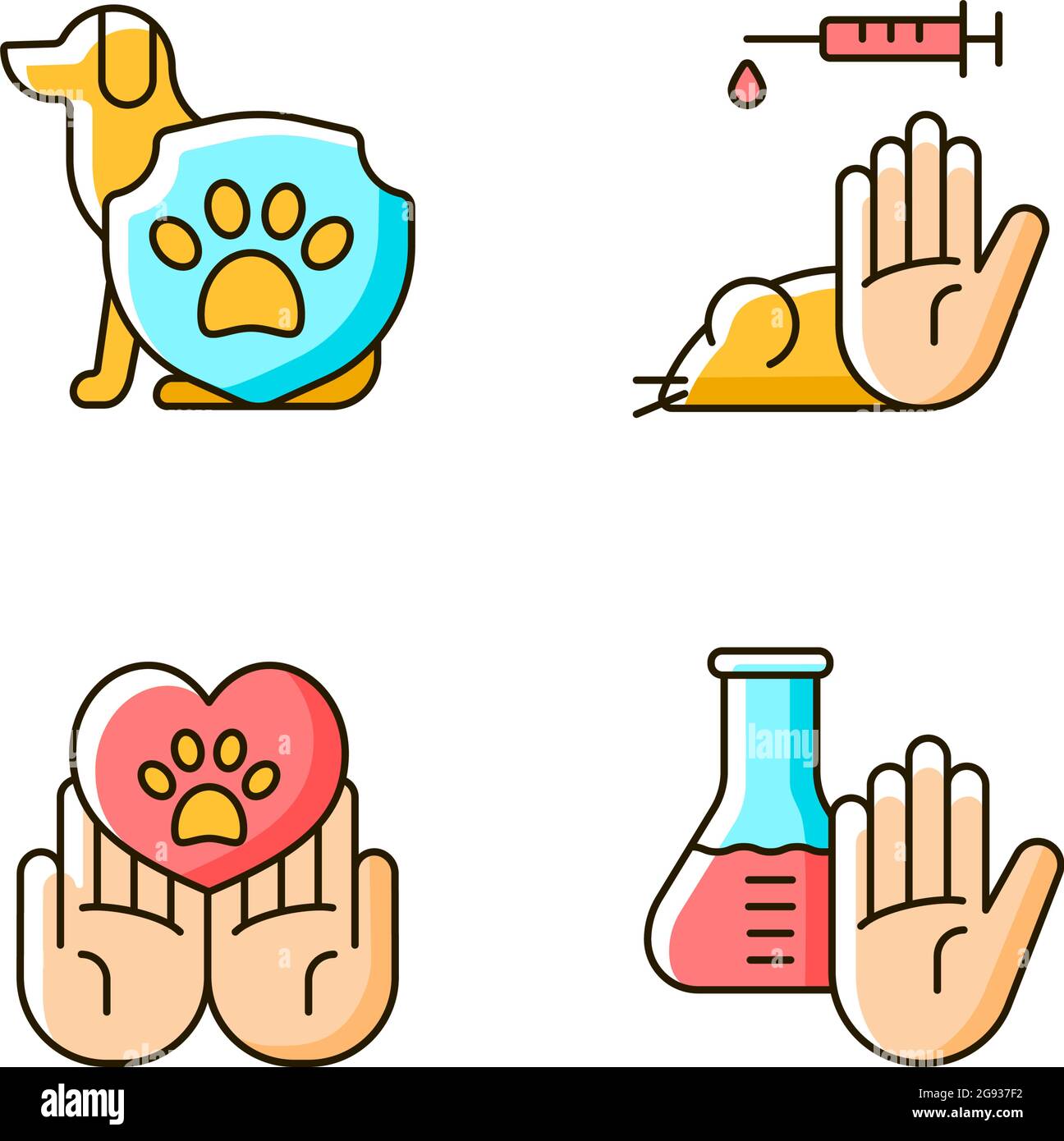 Animal testing RGB color icons set Stock Vector Image & Art - Alamy