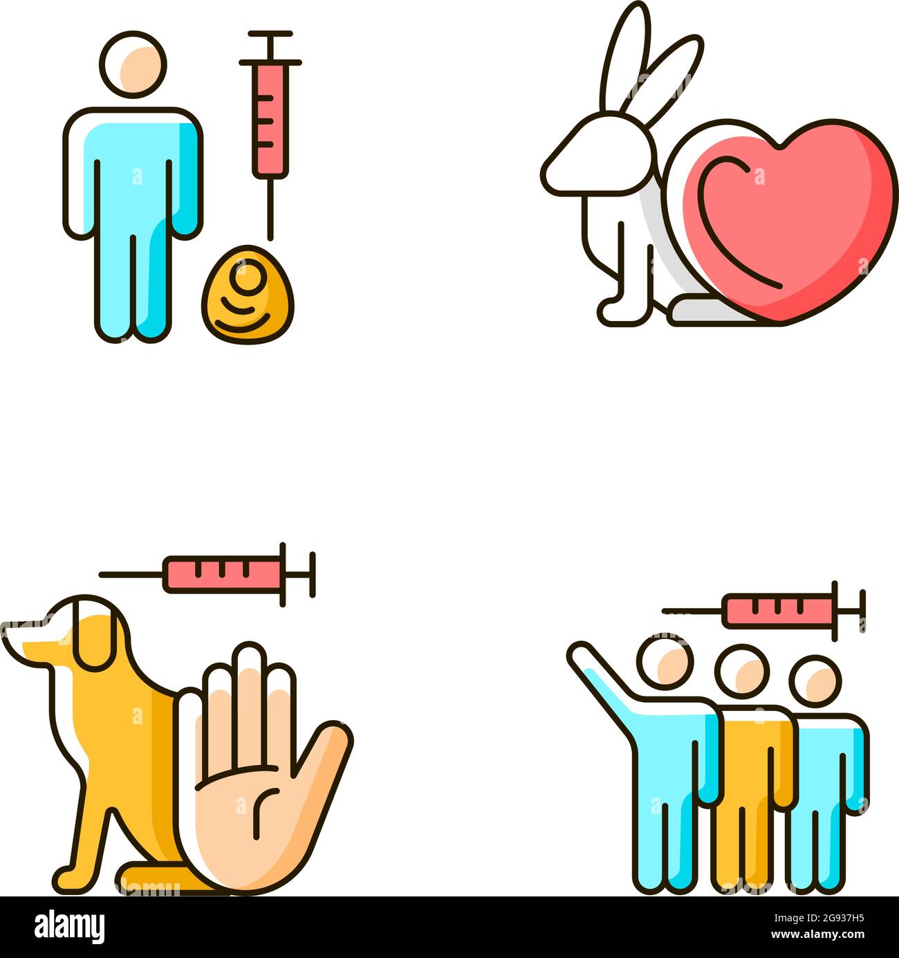 No animal experiments RGB color icons set Stock Vector Image & Art - Alamy
