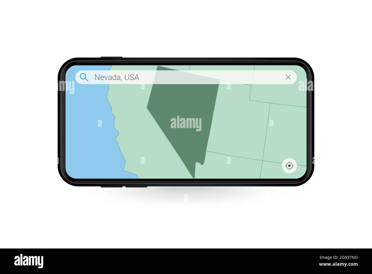 Searching map of Nevada in Smartphone map application. Map of Nevada in ...