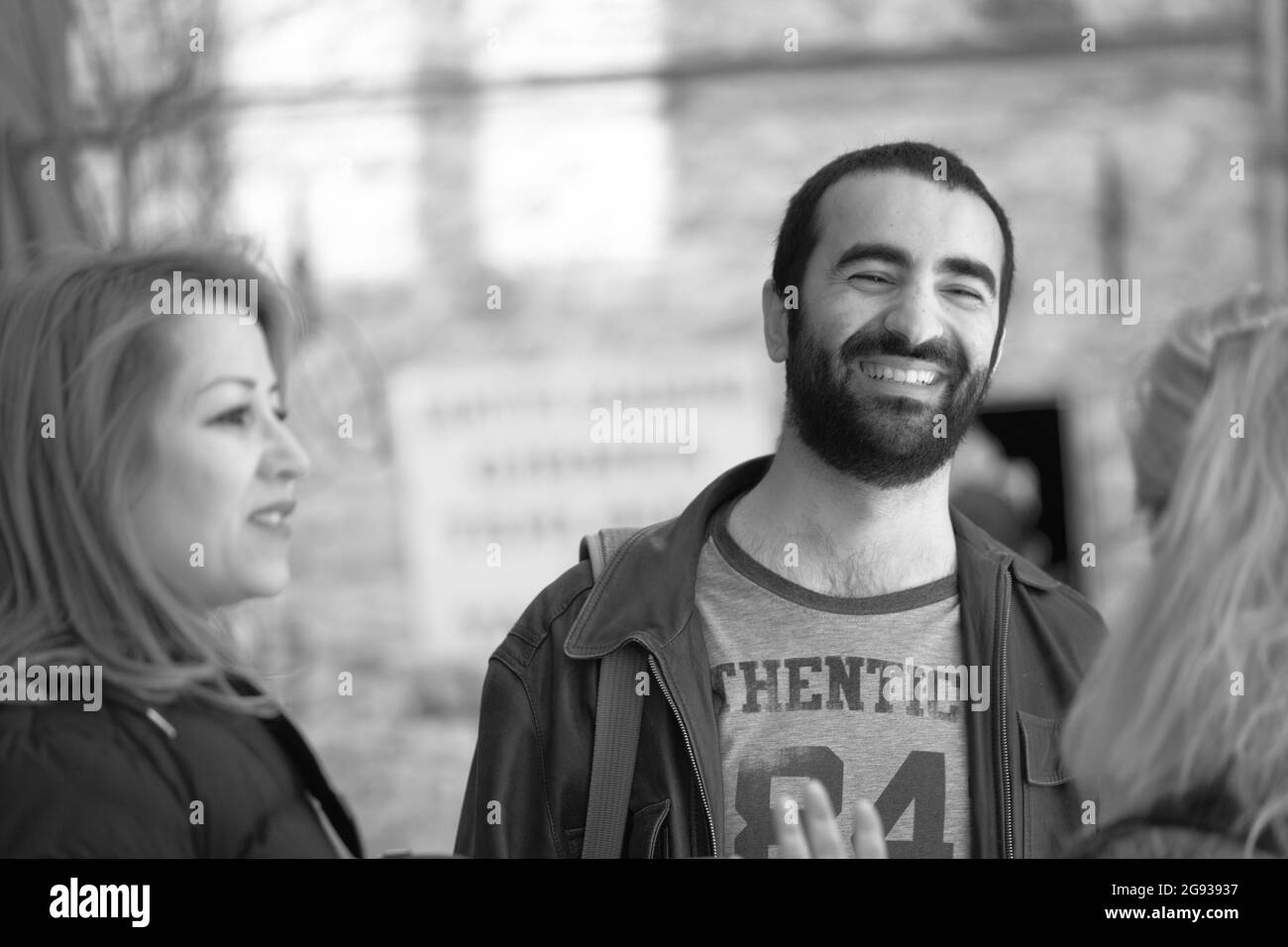 ISTANBUL, TURKEY - Mar 07, 2020: A grayscale shot of a group of Turkish ...