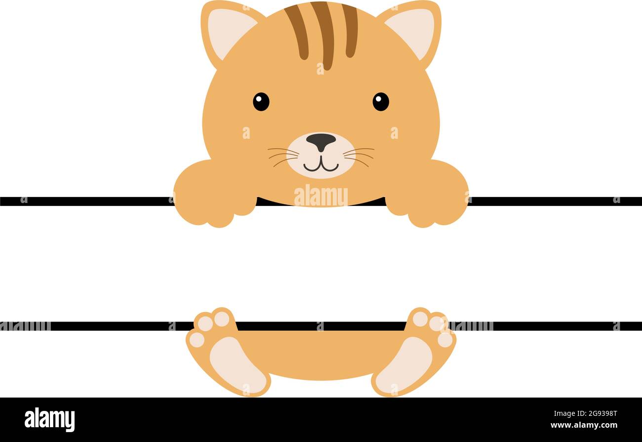 Cute cat split monogram. Funny cartoon character for shirt ...