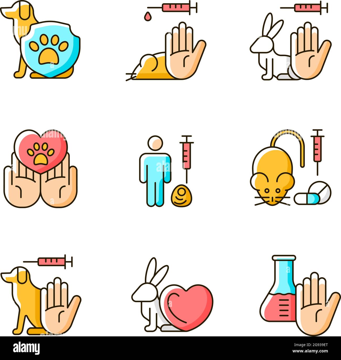 Stop animal testing RGB color icons set Stock Vector Image & Art - Alamy