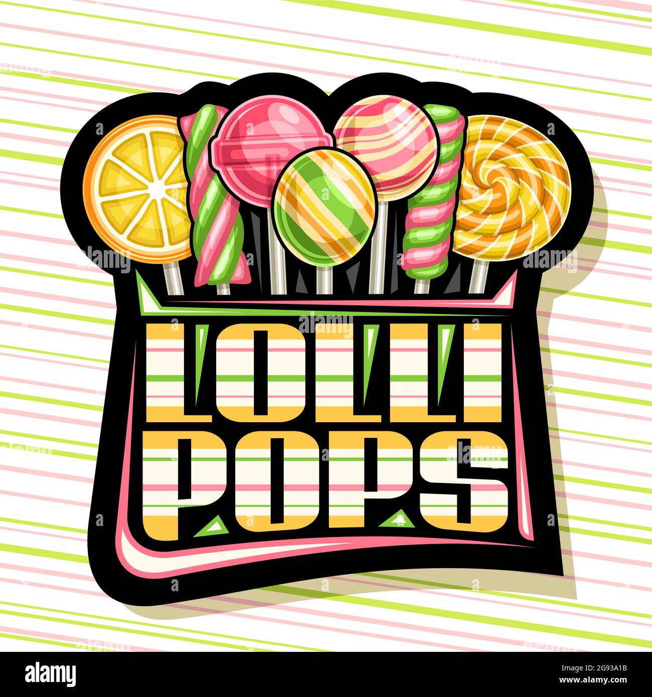 Vector logo for Lollipops, black decorative signboard with various ...