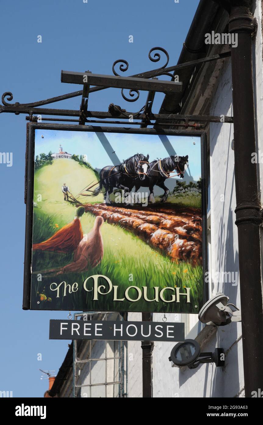 The Plough inn sign, West Wycombe, Buckinghamshire Stock Photo - Alamy