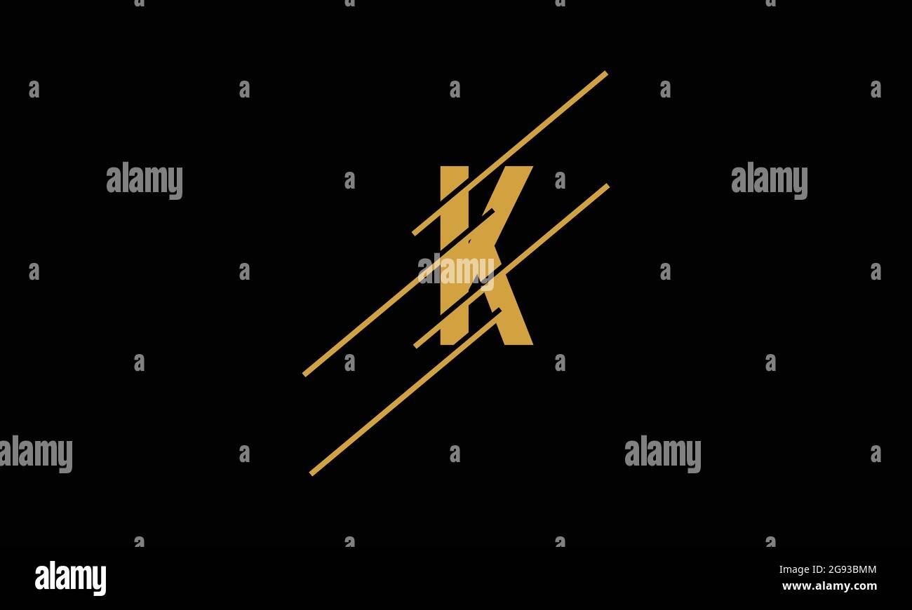 Letter K technology logo with diagonal lines for fast tech concept in ...