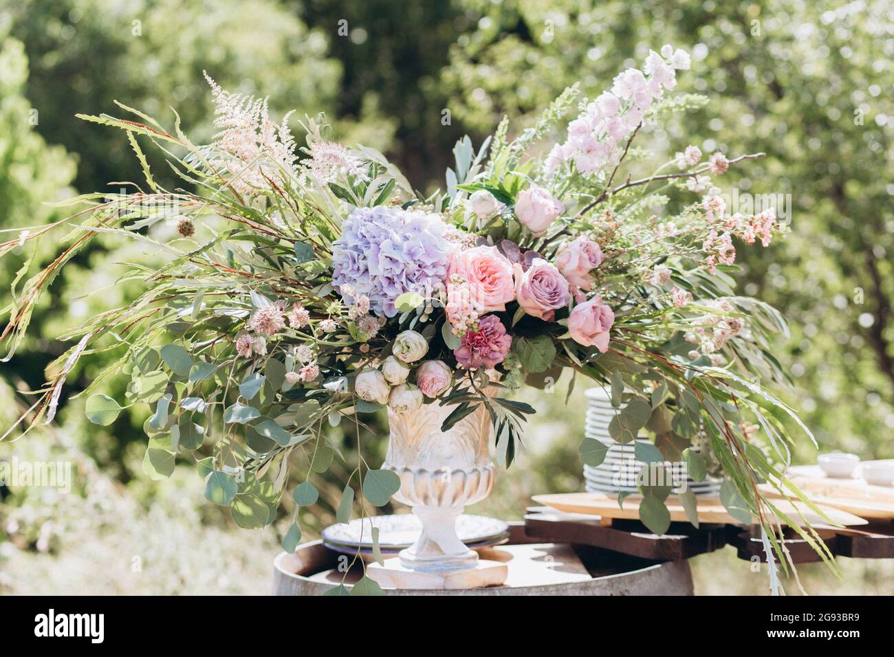A bouquet of fresh flowers in the style of boho Stock Photo - Alamy