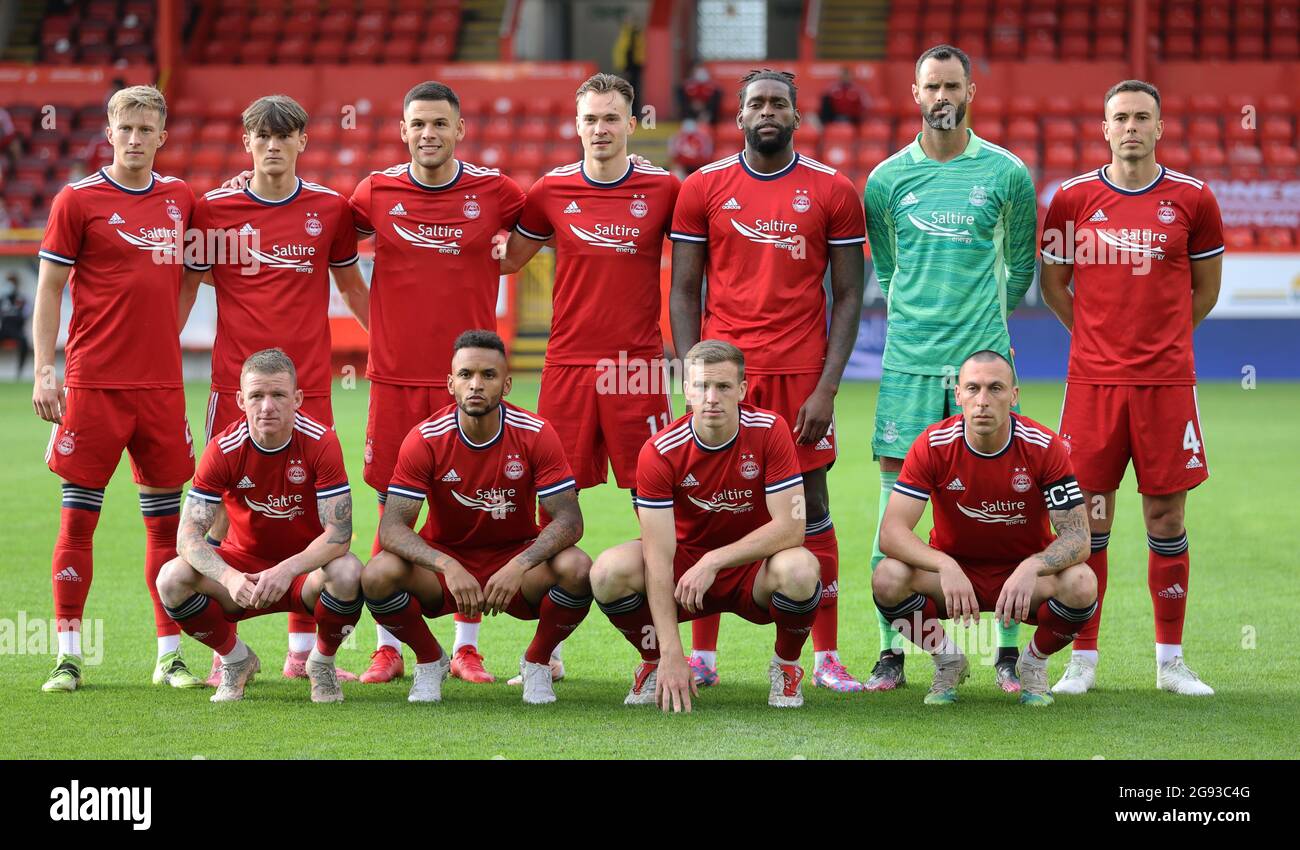 Back row, left to right, Aberdeen's Ross McCrorie, Calvin Ramsay ...