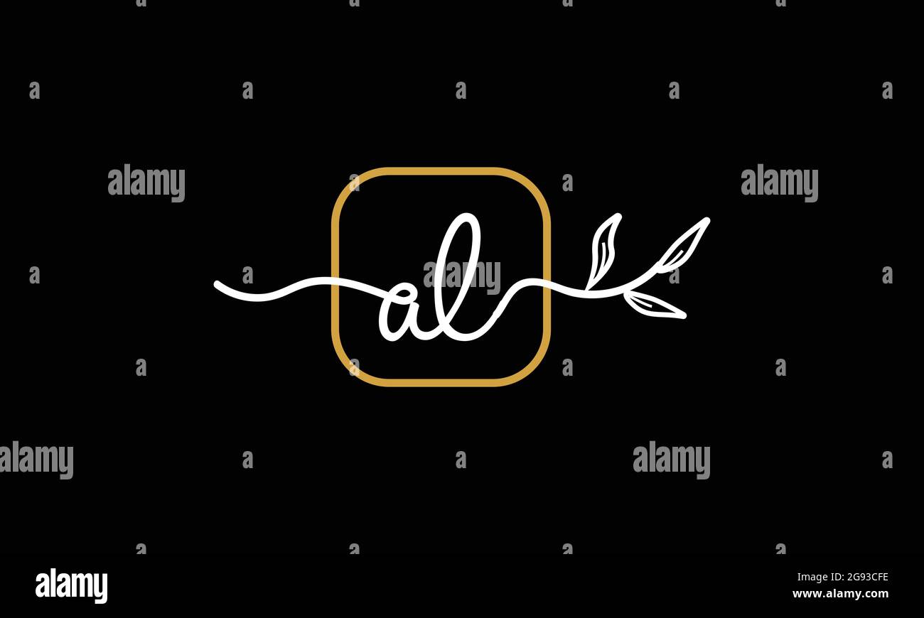 Initial letters AL and LA handwriting floral boho botanical monogram logo vector icon minimalist ...