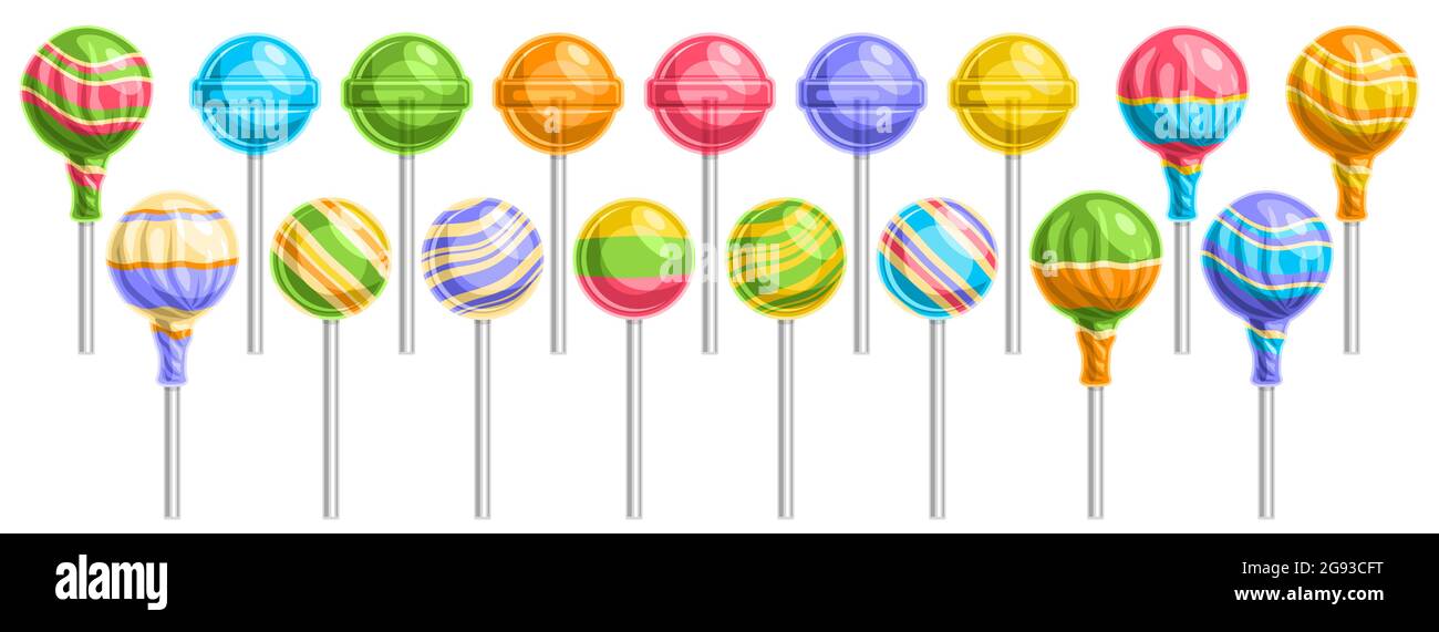 Vector set of Lollipops, lot collection of 17 cut out illustrations of ...