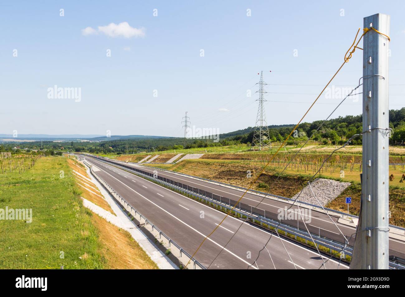 M85 highway motorway just finished section viewed from the bridge ...