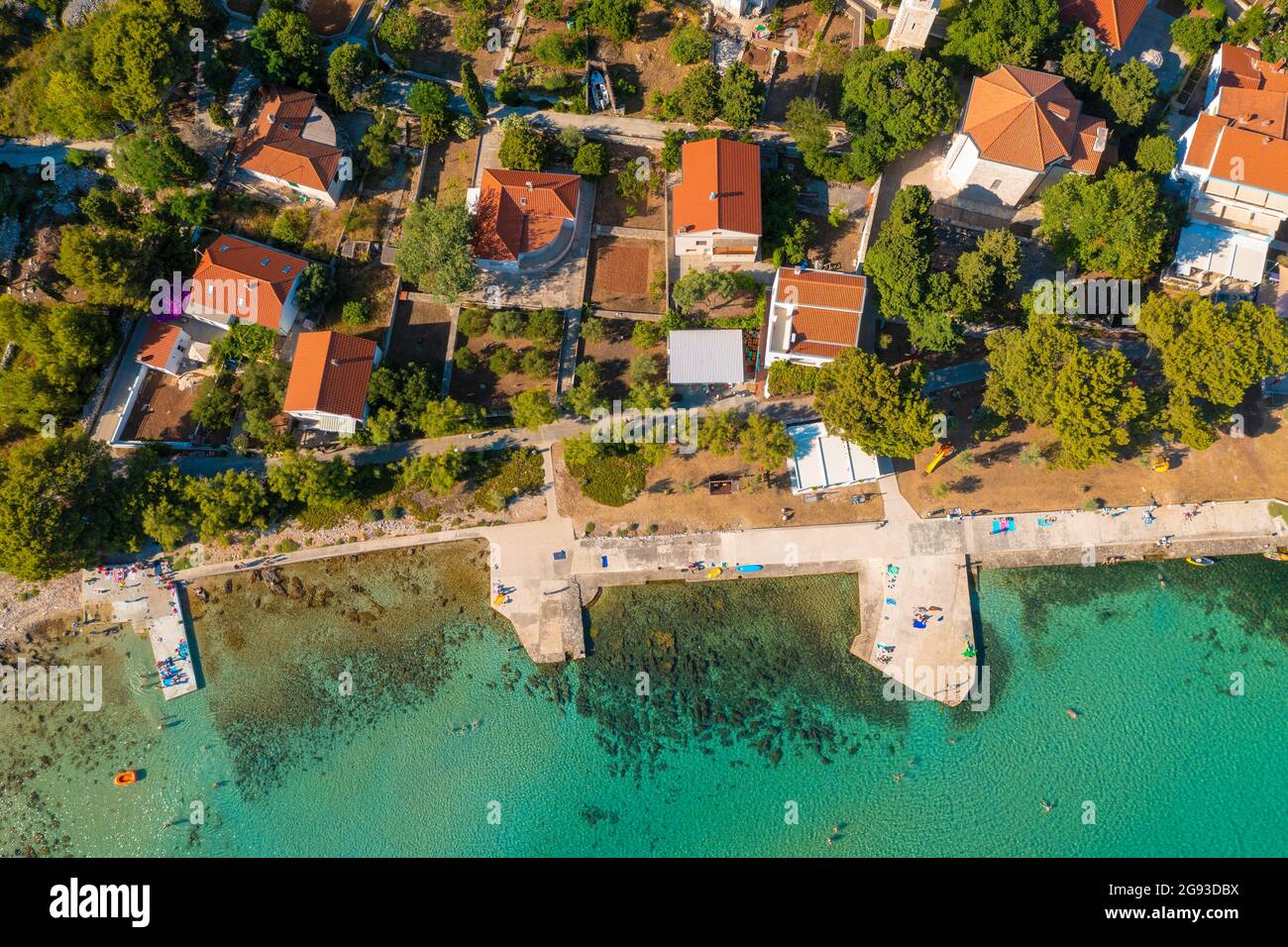 Aerial view of the Ist town, the Adriatic Sea in Croatia Stock Photo ...