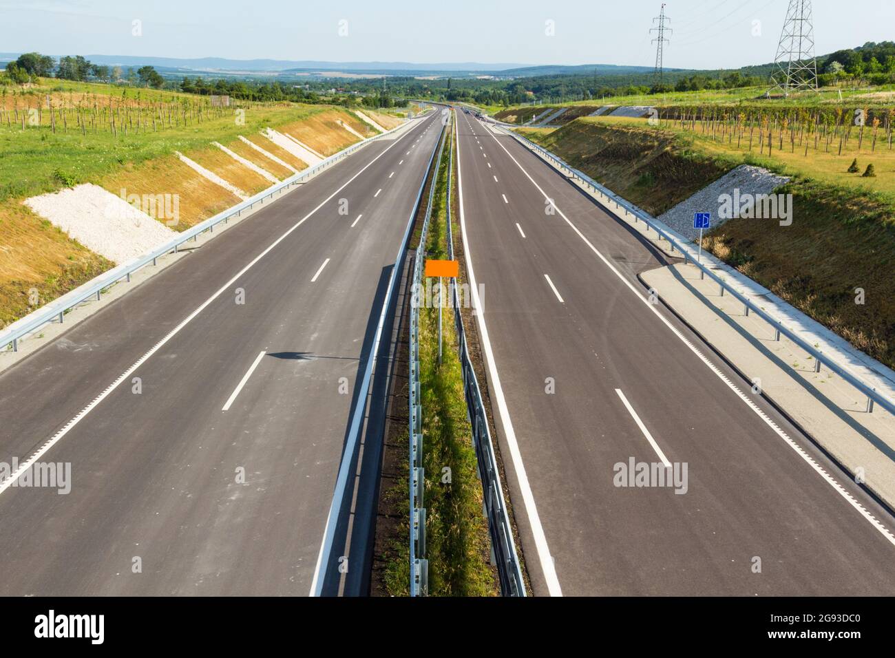 M85 highway motorway just finished section viewed from the bridge ...