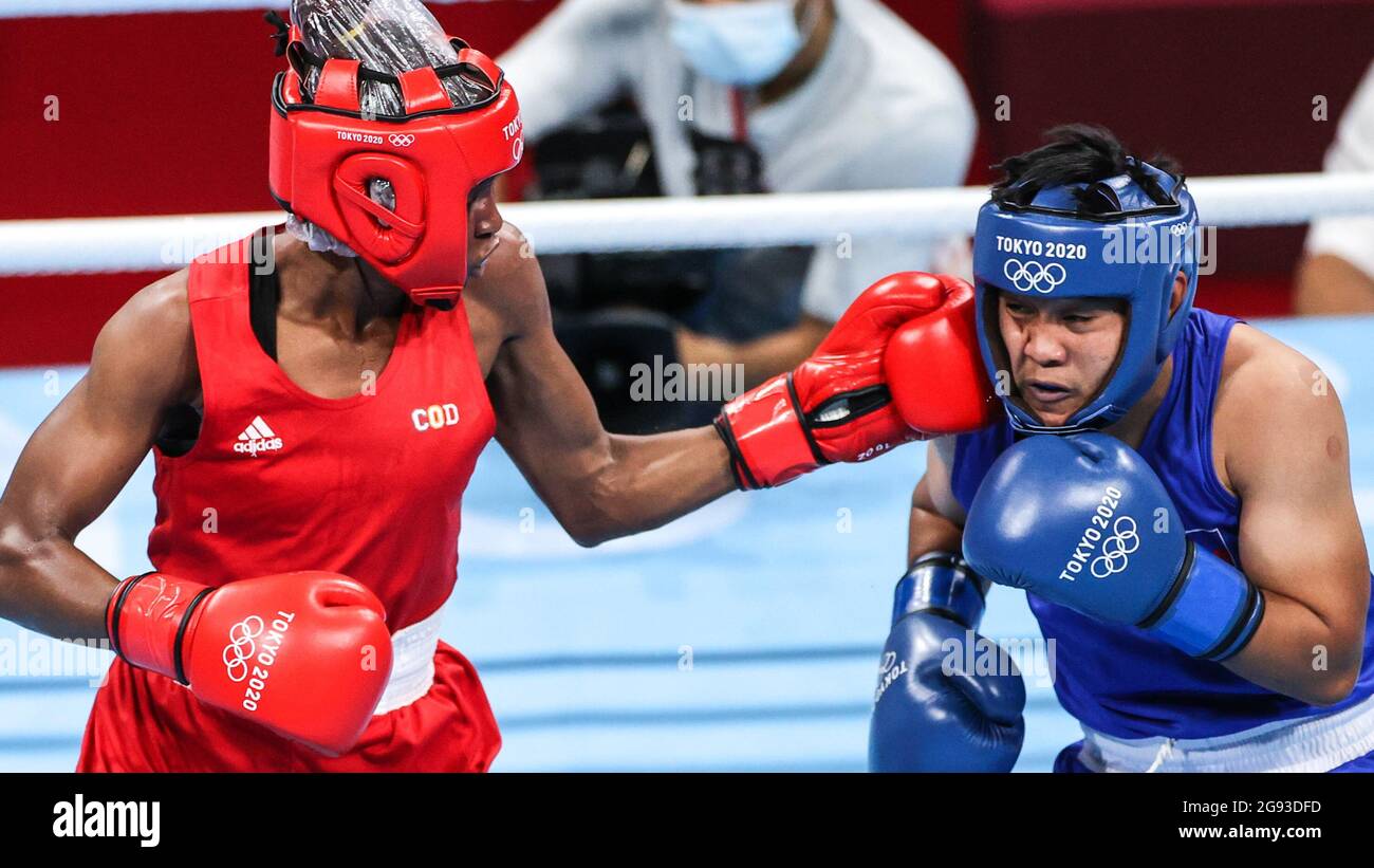 Tokyo, Japan. 24th July, 2021. Marcelat Sakobi Matshu of DR Congo (L ...