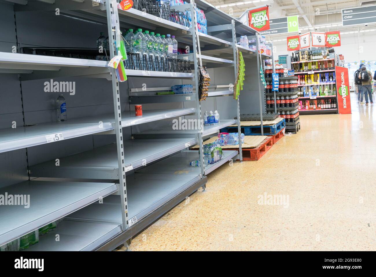 almost empty shelves and shortage of supplies at SADA supermarket ...