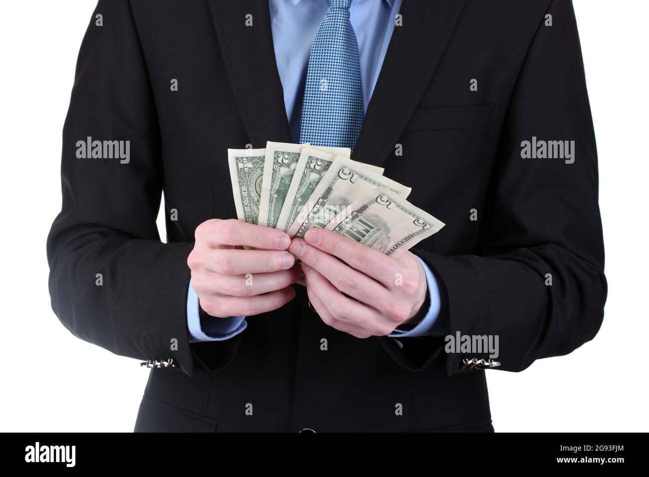 business man taking money isolated on white Stock Photo - Alamy