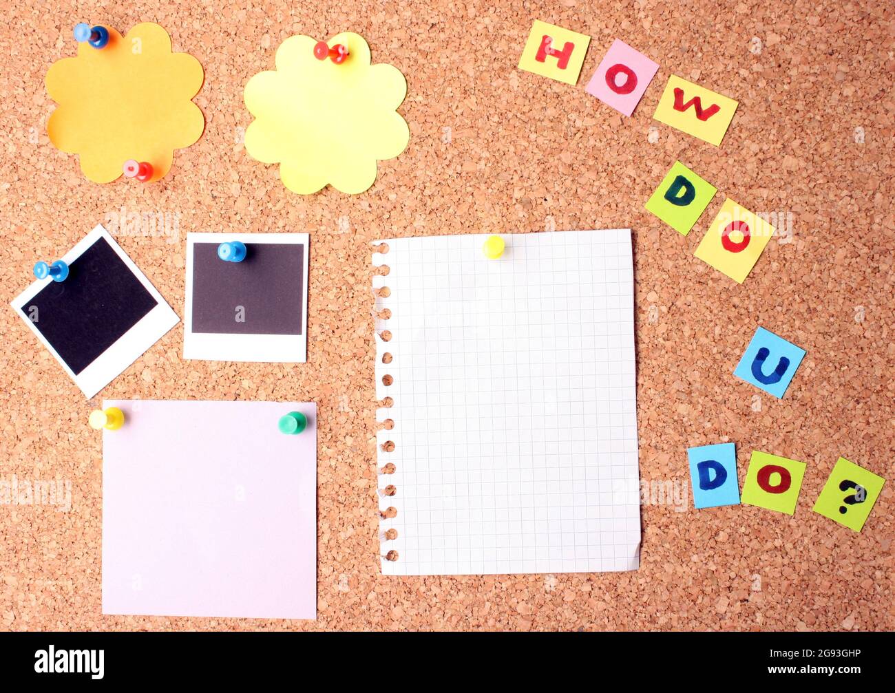 Cork board with notes Stock Photo - Alamy