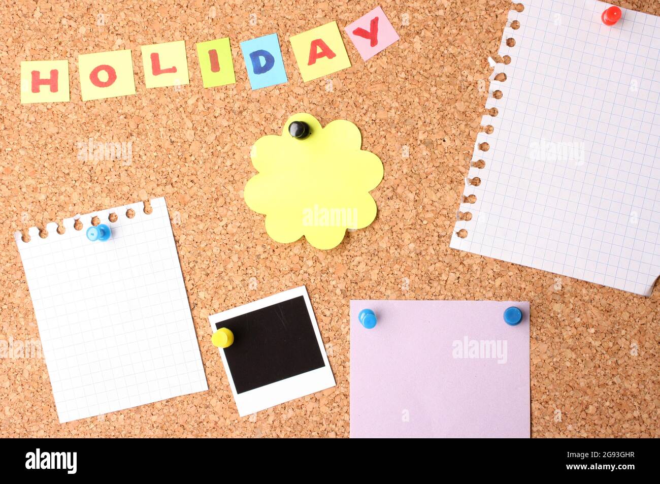 Cork board with notes Stock Photo - Alamy