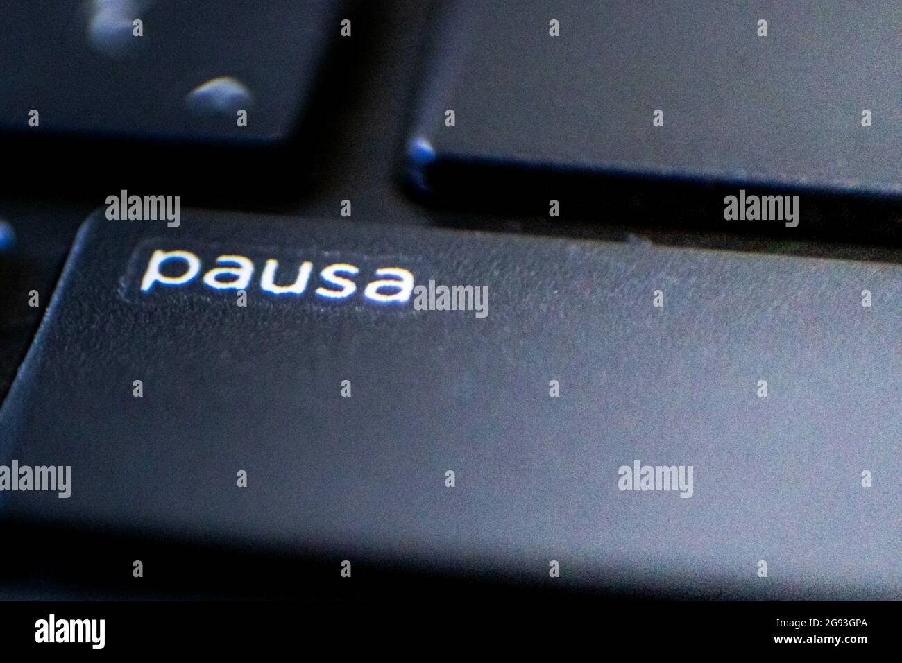 High angle shot of the pausa button on a computer keyboard Stock Photo ...