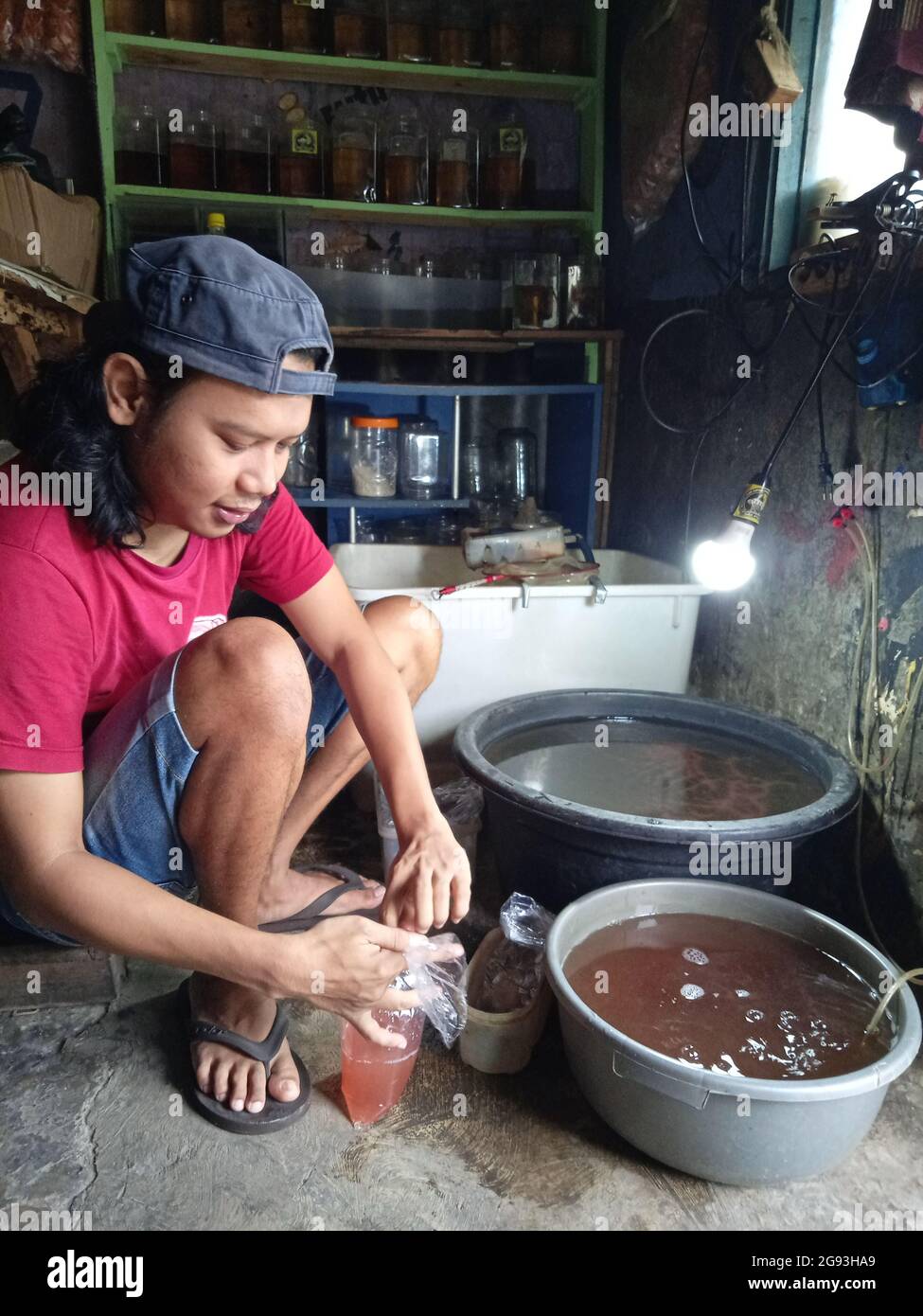 For Editorial Use Only, 21 July 2021, Betta Fish Food Seller, Kutir ...