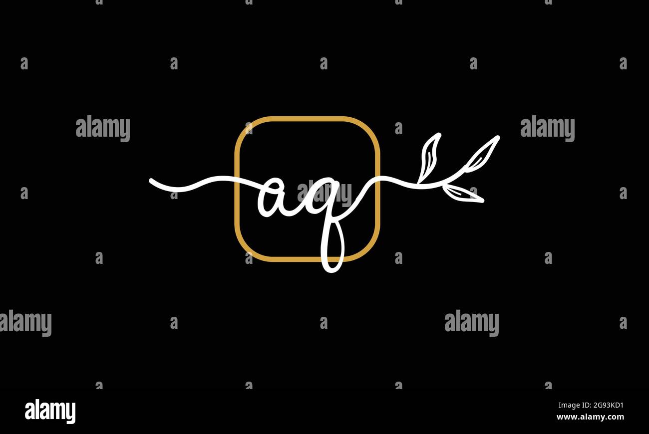 Initial letters AQ and QA handwriting floral boho botanical monogram logo vector icon minimalist ...