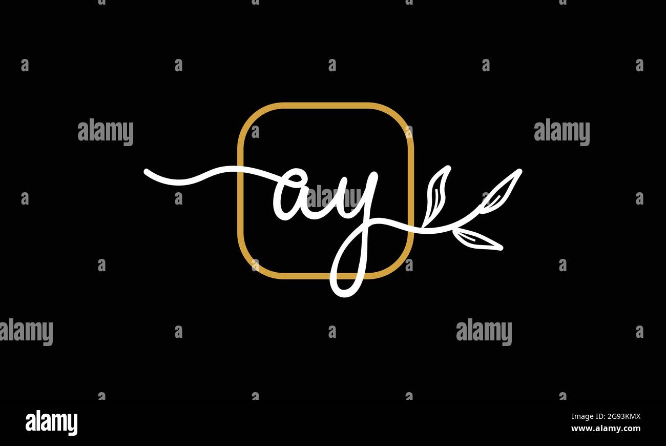 Initial letters AY and YA handwriting floral boho botanical monogram logo vector icon minimalist ...