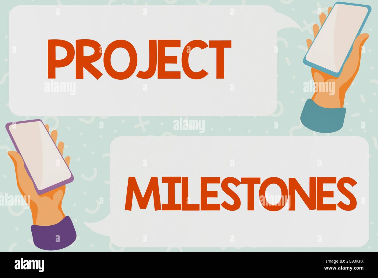 Text caption presenting Project Milestones. Business showcase duration ...