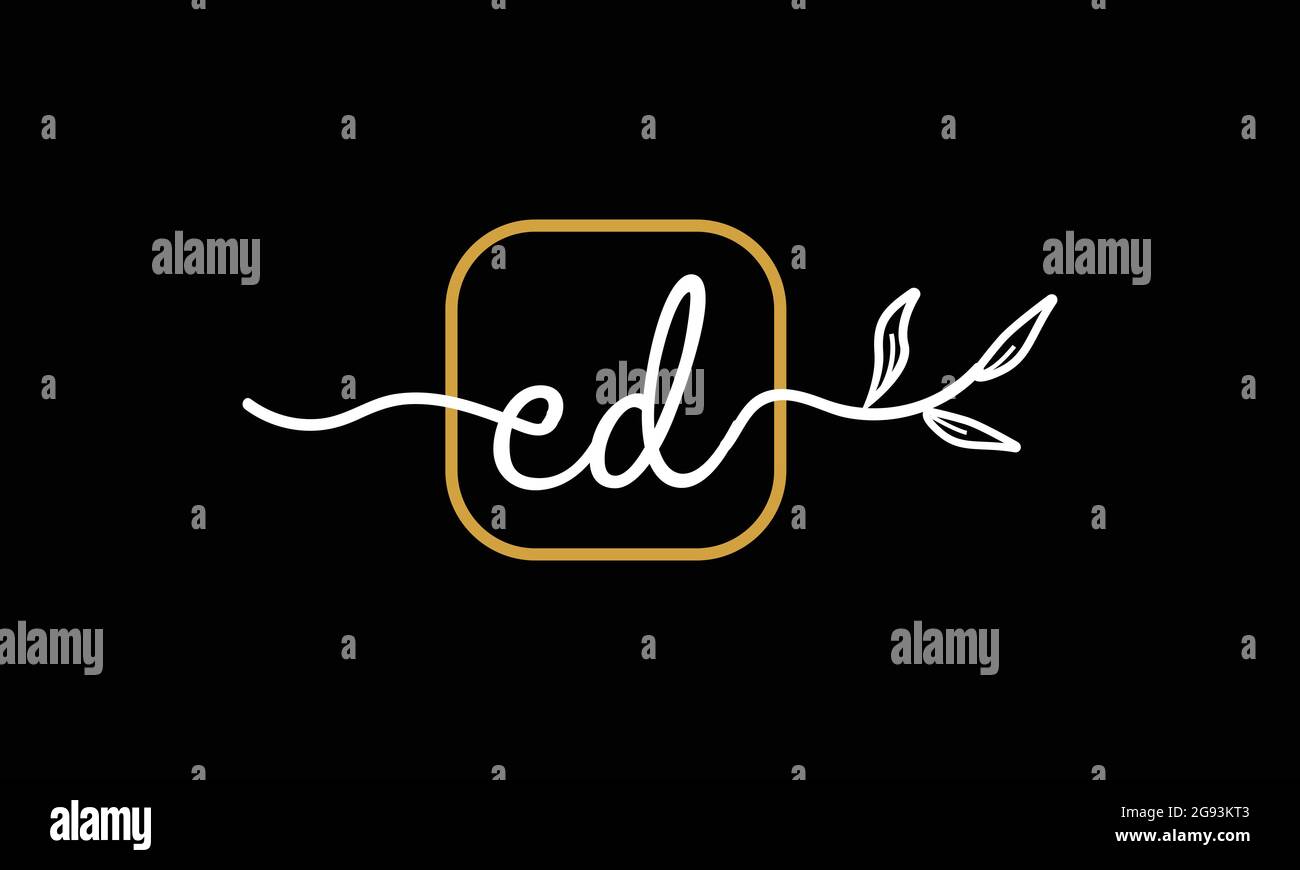 Initial letters ED and DE handwriting floral boho botanical monogram logo vector icon minimalist ...