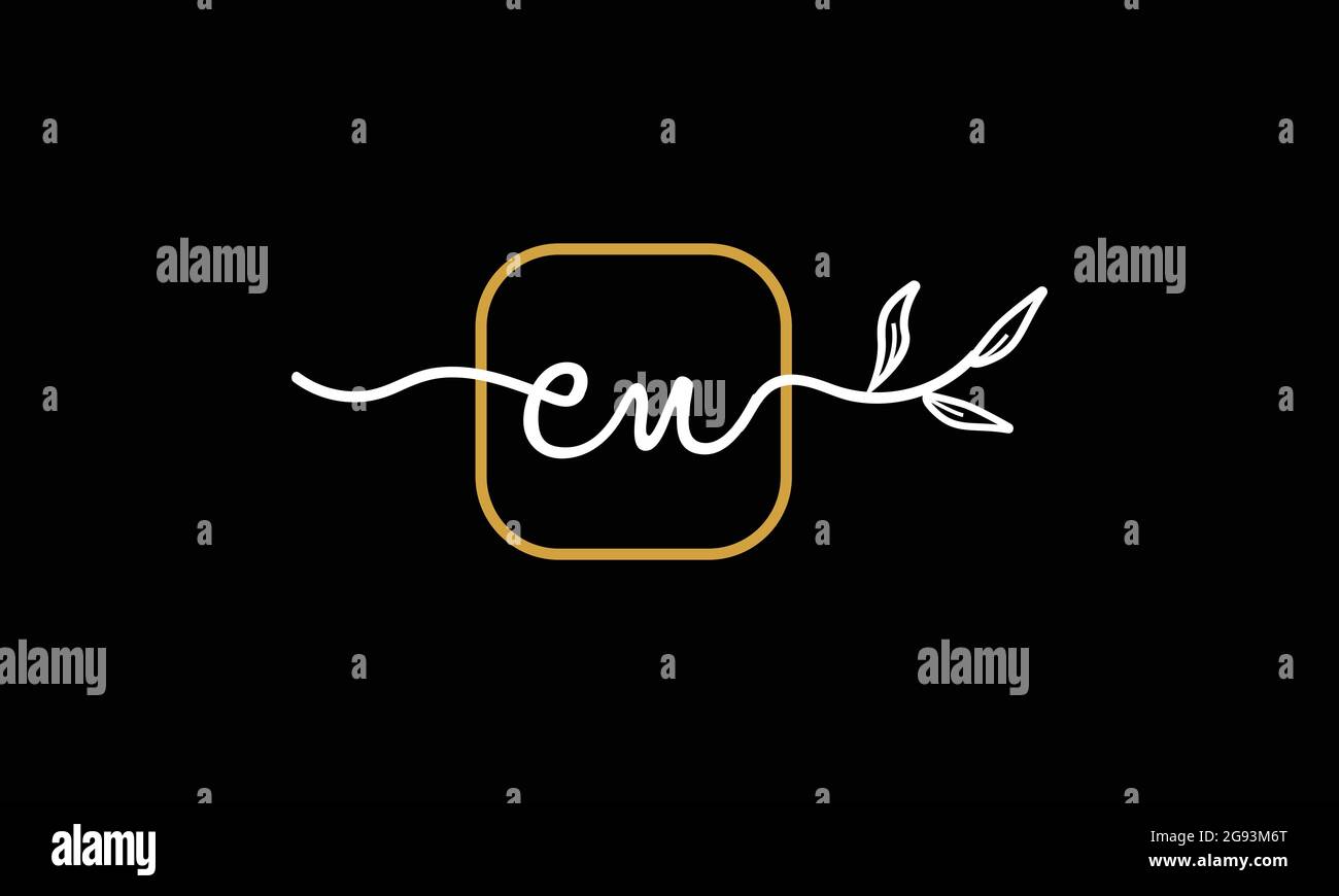 Initial letters EU and UE handwriting floral boho botanical monogram logo vector icon minimalist ...