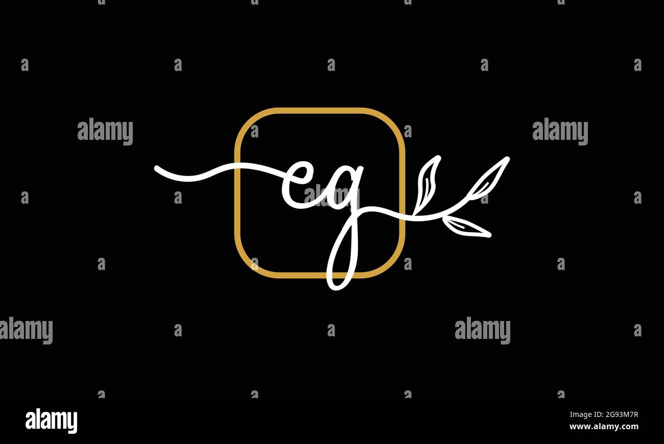 Initial letters EG and GE handwriting floral boho botanical monogram logo vector icon minimalist ...