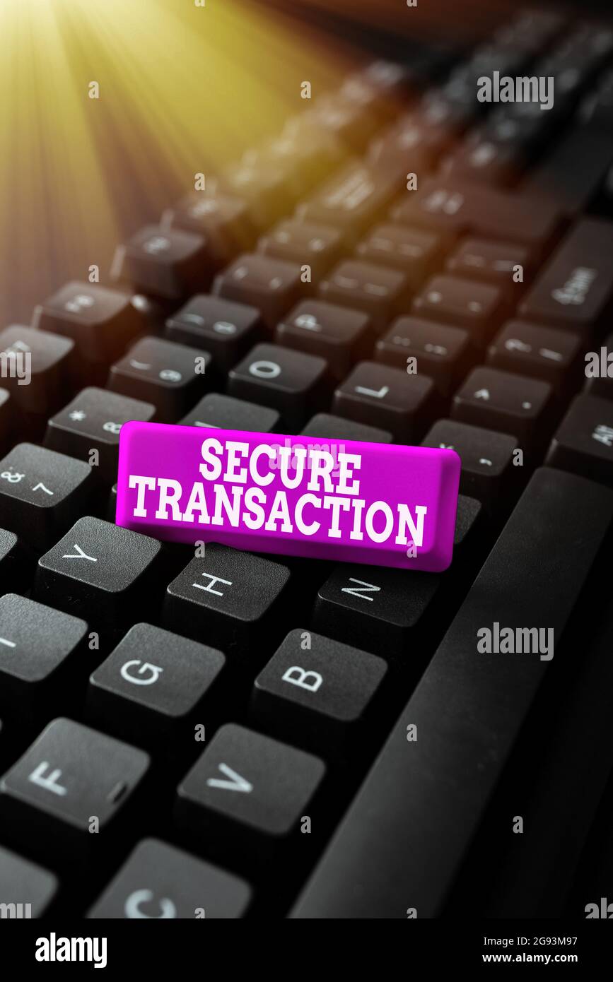 Writing displaying text Secure Transaction. Word Written on a ...