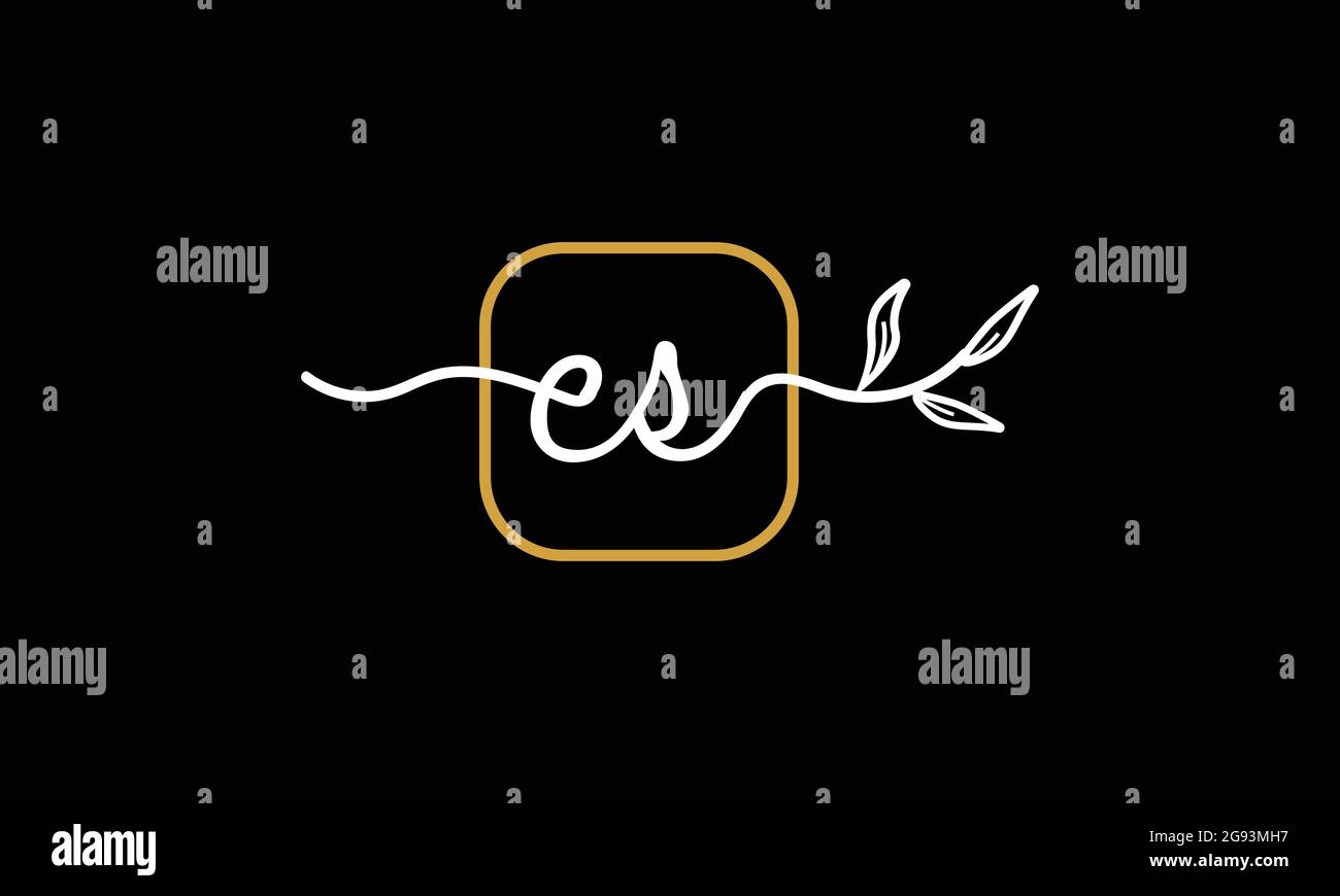 Initial letters ES and SE handwriting floral boho botanical monogram ...