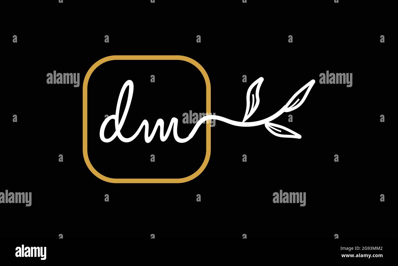 Initial letters DM and MD handwriting floral boho botanical monogram logo vector icon minimalist ...