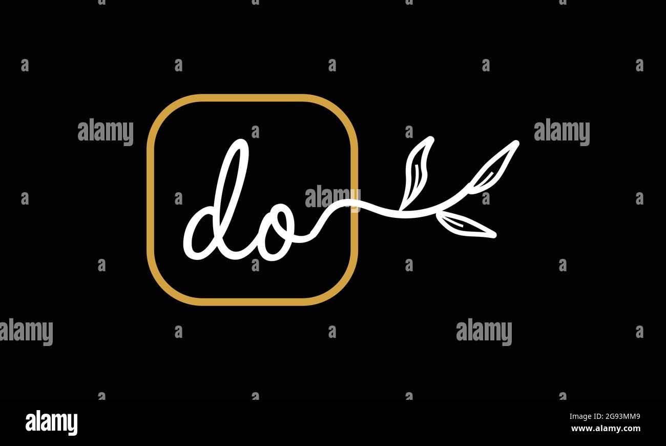 Initial letters DO andOD handwriting floral boho botanical monogram logo vector icon minimalist ...