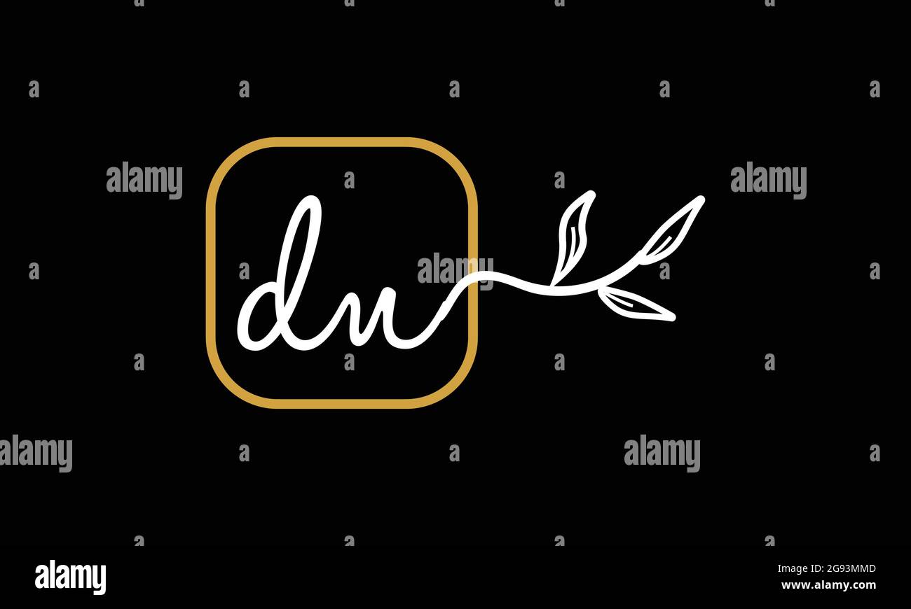 Initial letters DN and ND handwriting floral boho botanical monogram ...