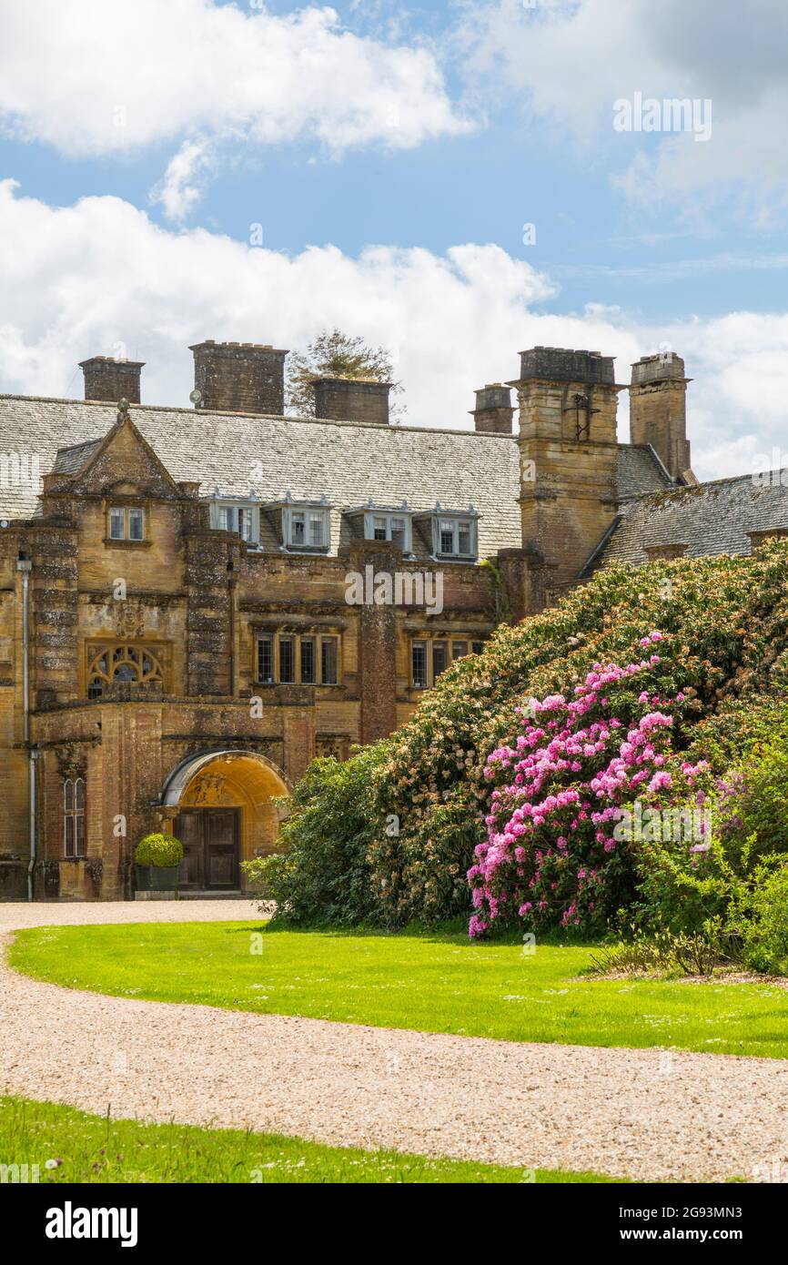 Colourful azaleas and rhododendrons in front of Minterne House, Dorset ...