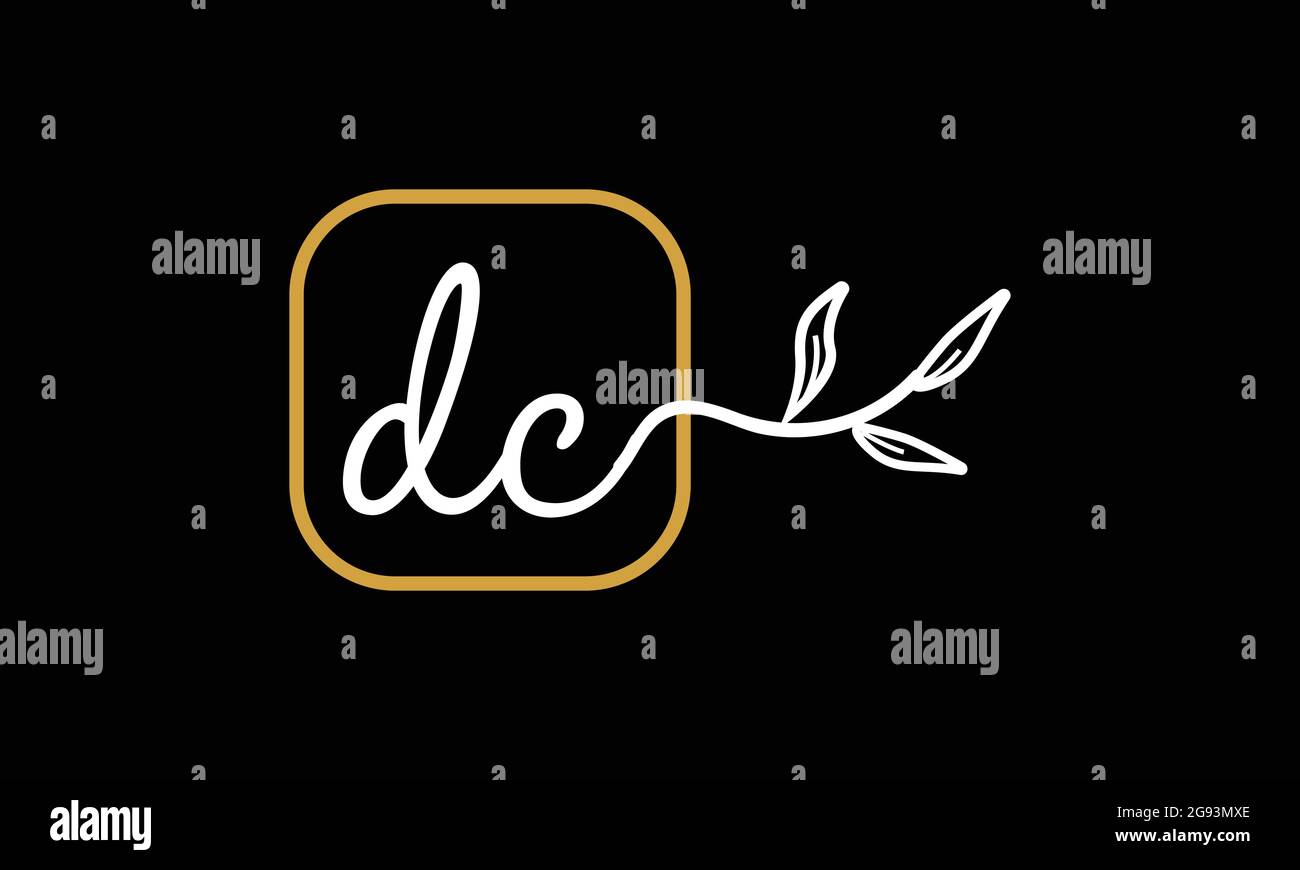 Initial letters DC and CD handwriting floral boho botanical monogram logo vector icon minimalist ...