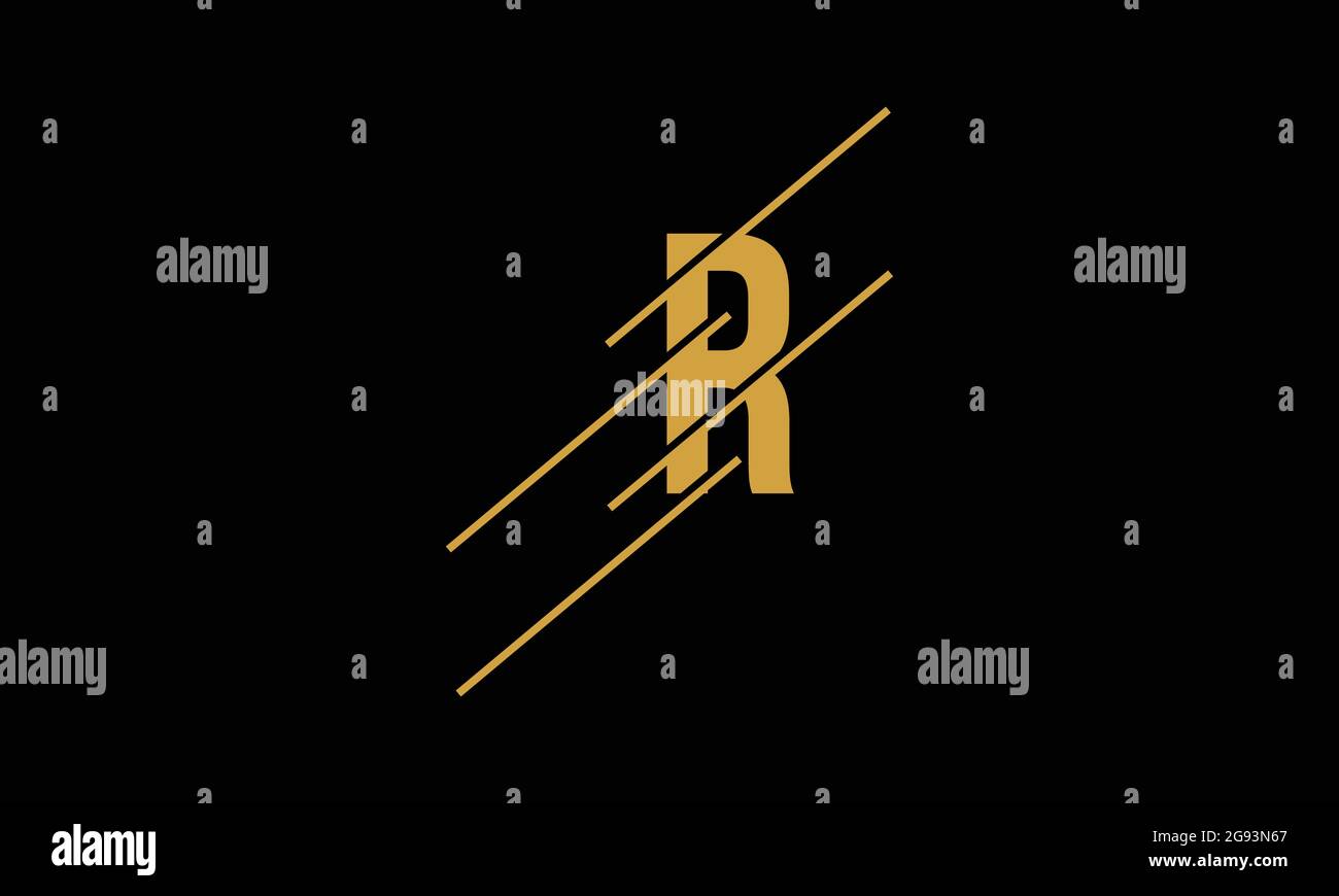 Letter R technology logo with diagonal lines for fast tech concept in ...