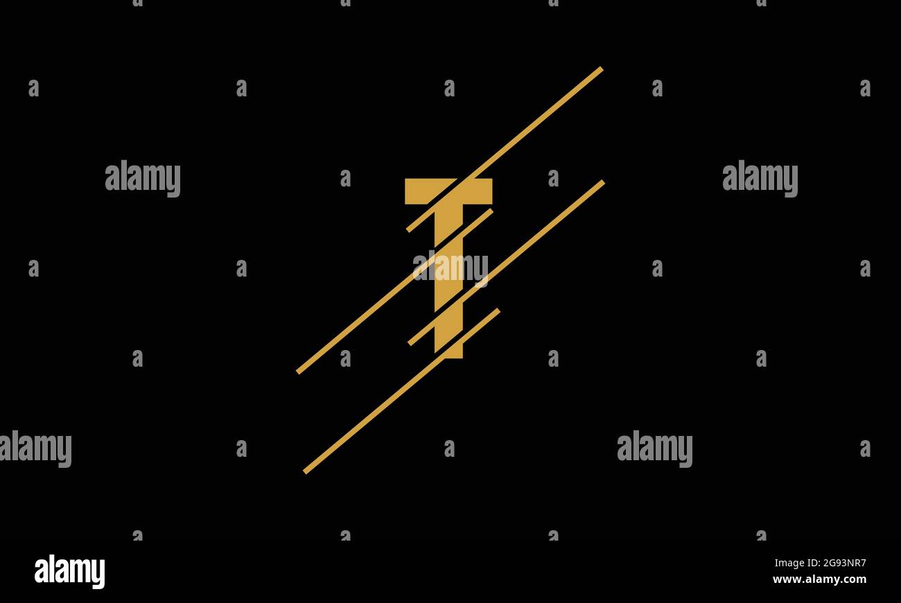 Letter T technology logo with diagonal lines for fast tech concept in ...