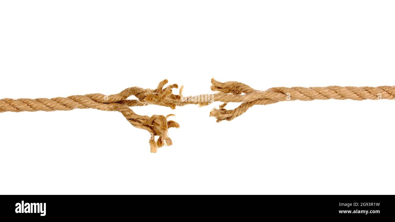 Breaking rope isolated on white Stock Photo - Alamy