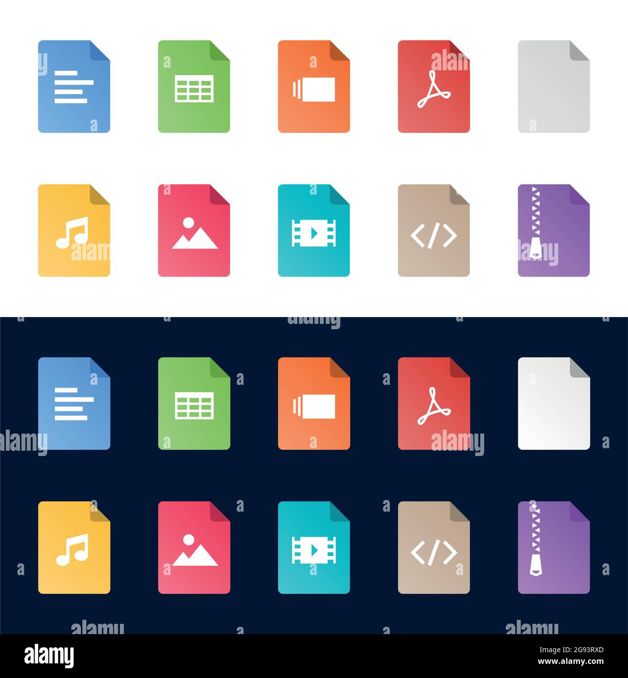 Document format icons pack with - color gradient, rounded corners Stock ...