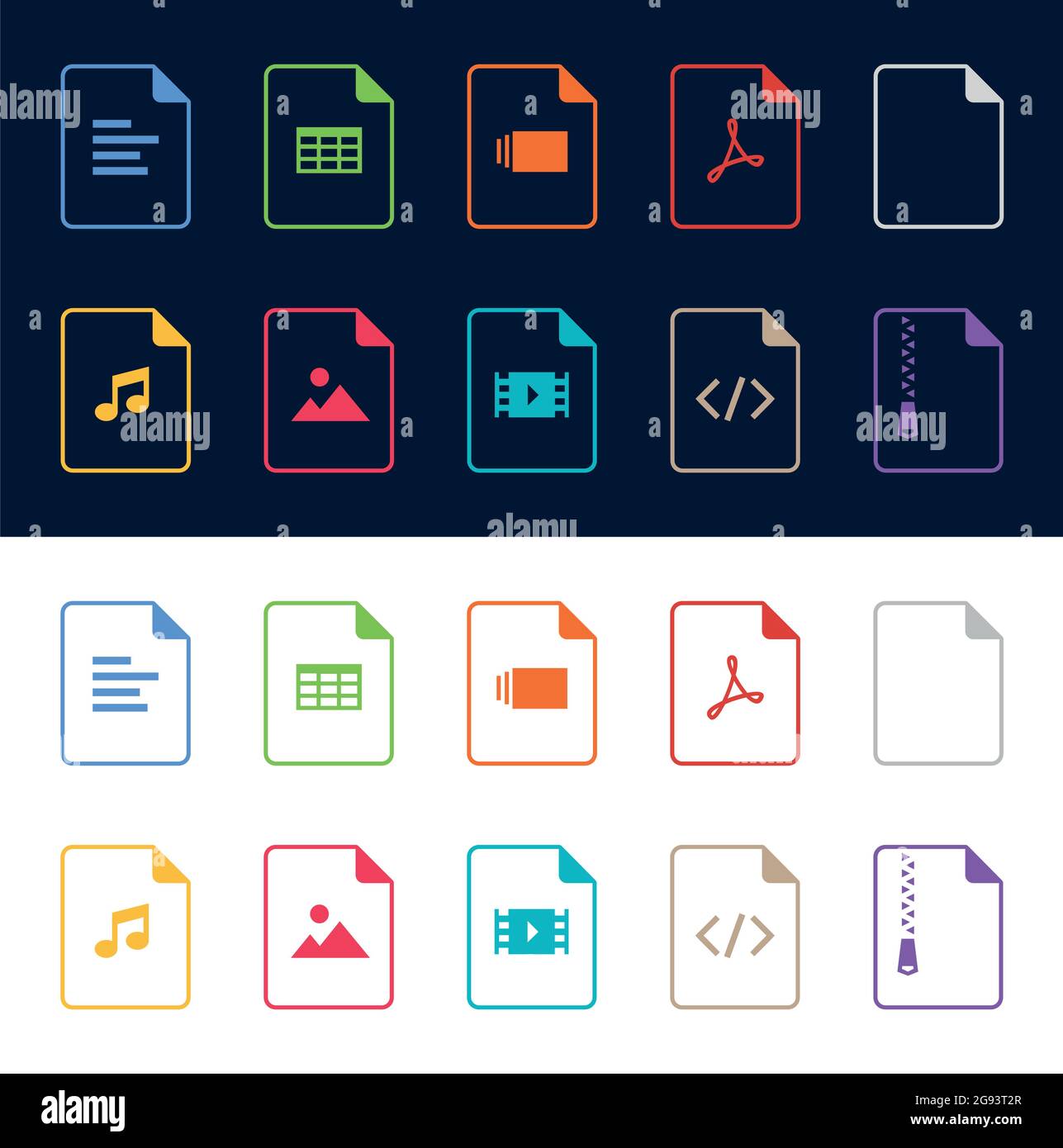 File format outline icon set with rounded corners Stock Vector Image & Art - Alamy