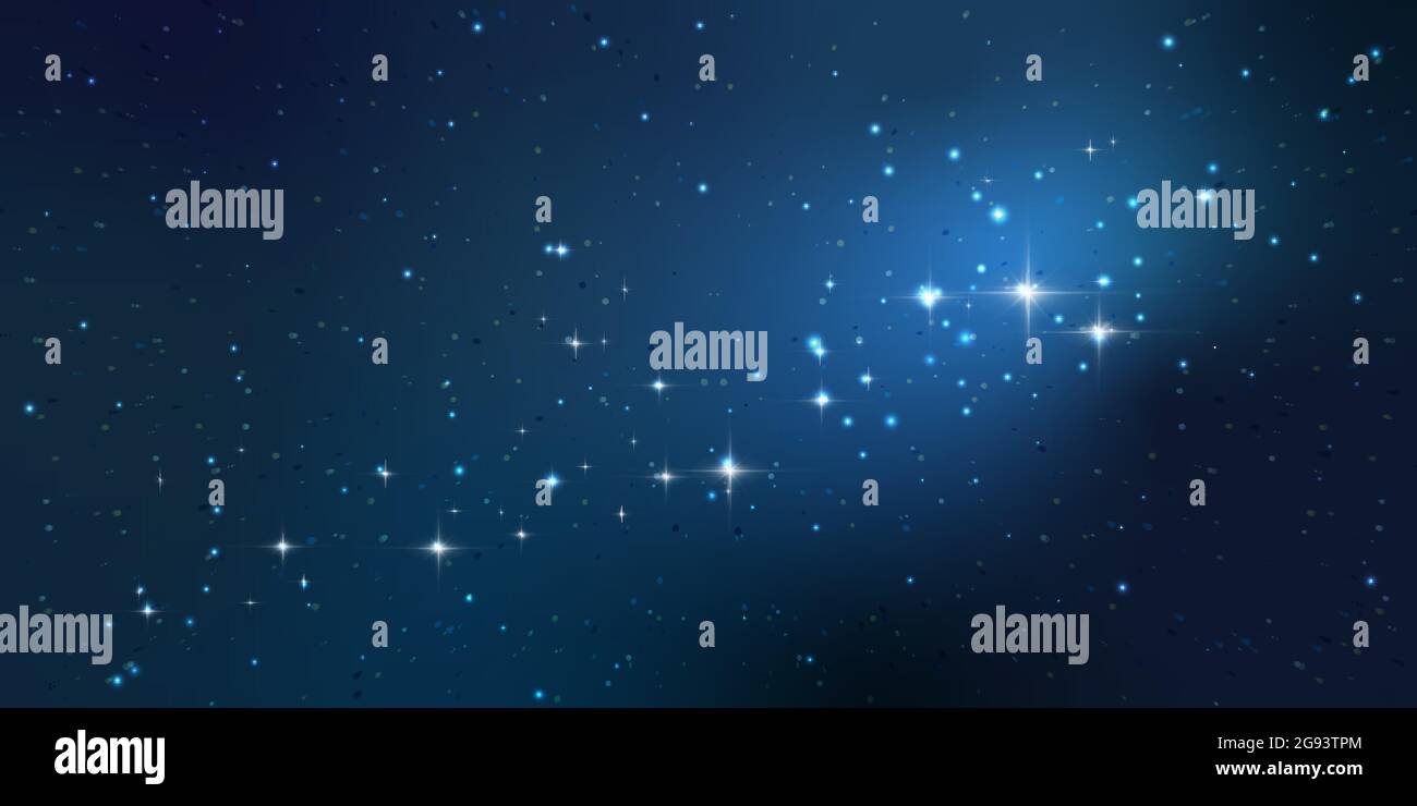 Astrology horizontal star universe background. Starry night sky, blue ...