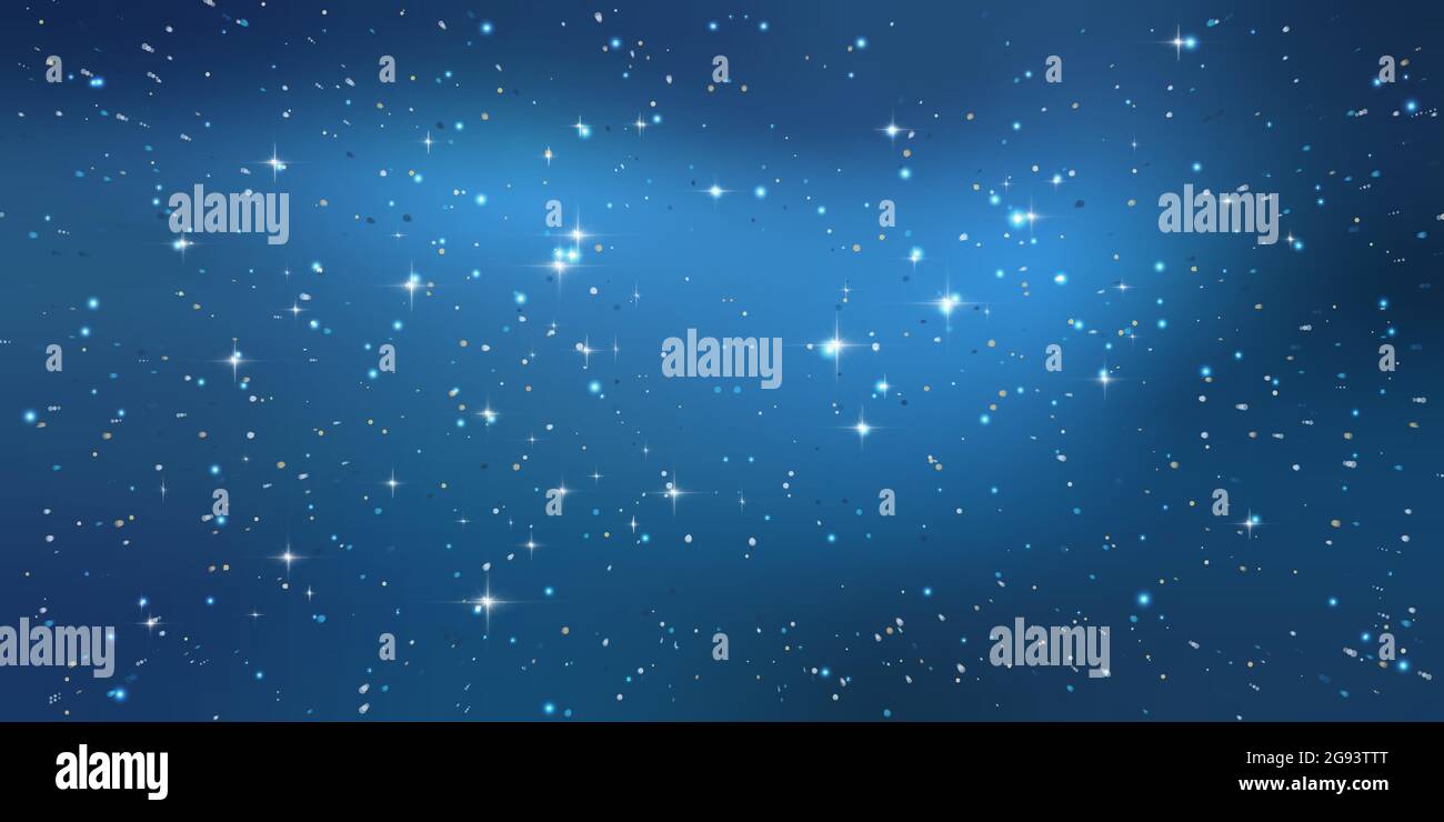 Astrology horizontal star universe background. Starry night sky, blue ...