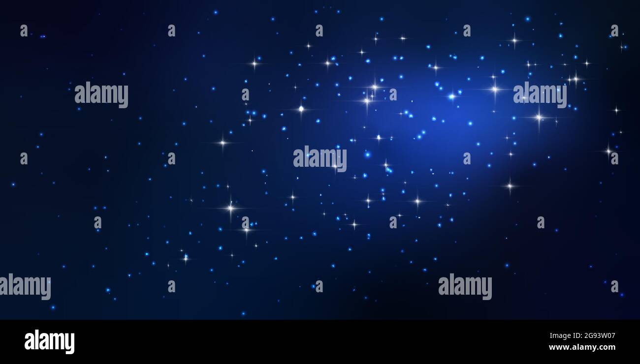 Astrology horizontal star universe background. Starry night sky, blue ...