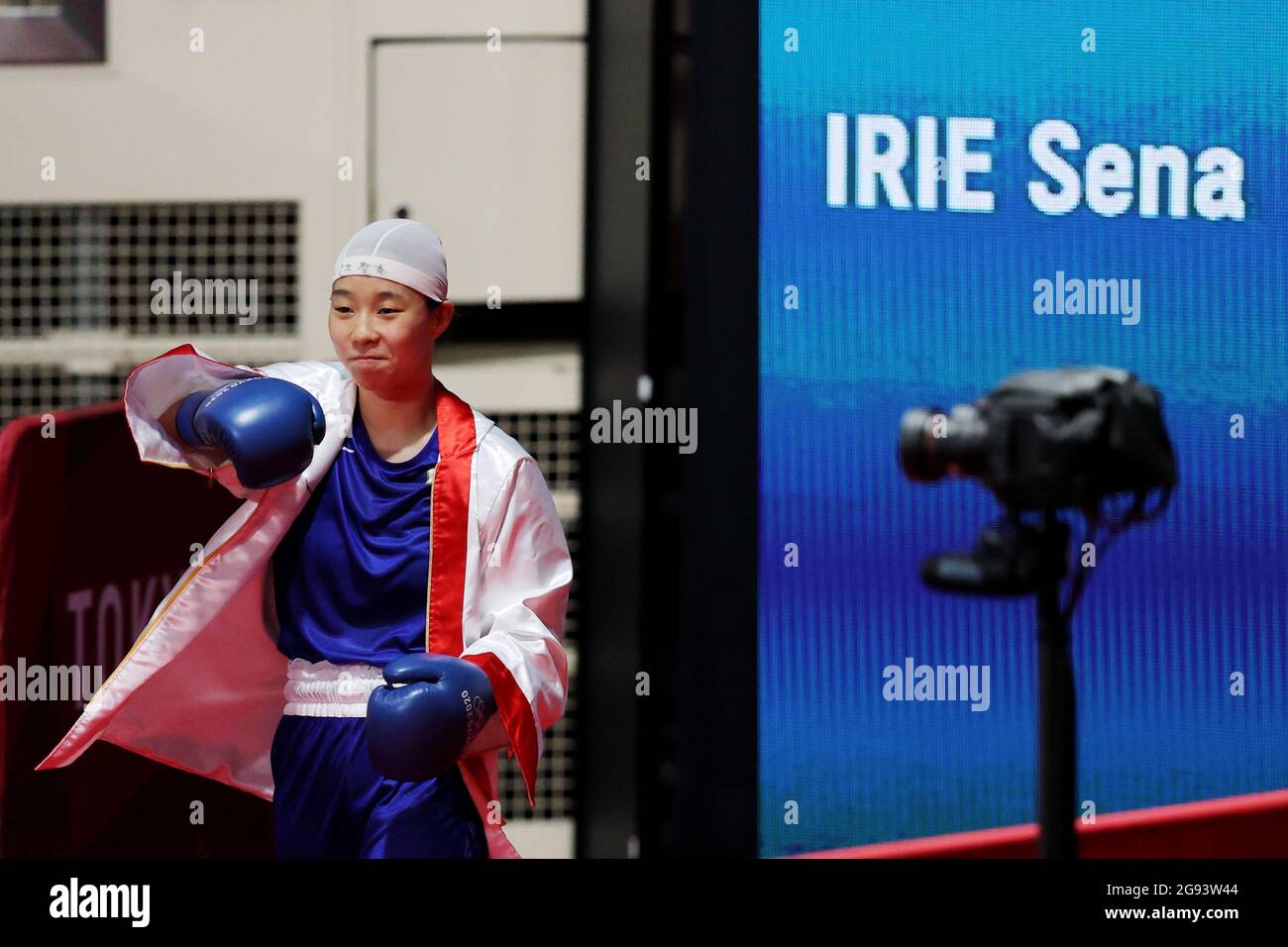 Tokyo, Japan. 24th July, 2021. Sena Irie (JPN) Boxing : Women's Feather (54-57kg) Round of 32 ...