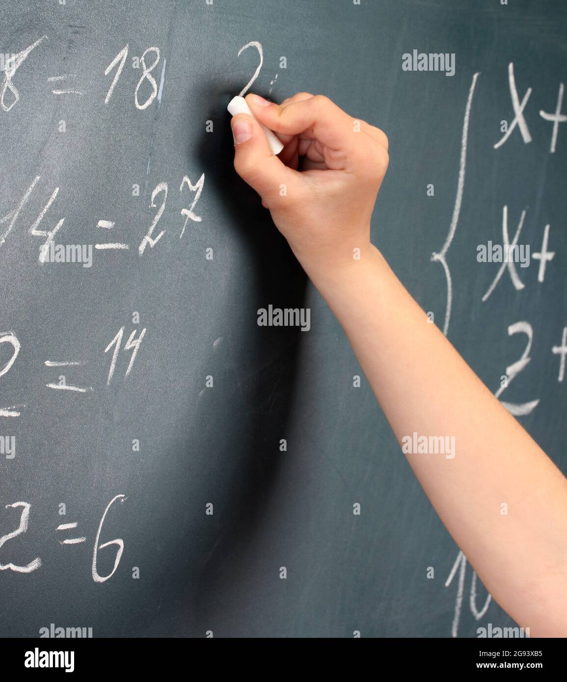 Hand writing on blackboard in class room Stock Photo - Alamy