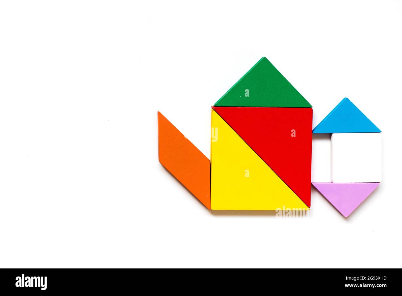 Color wood tangram puzzle in water pot shape on white background Stock Photo - Alamy